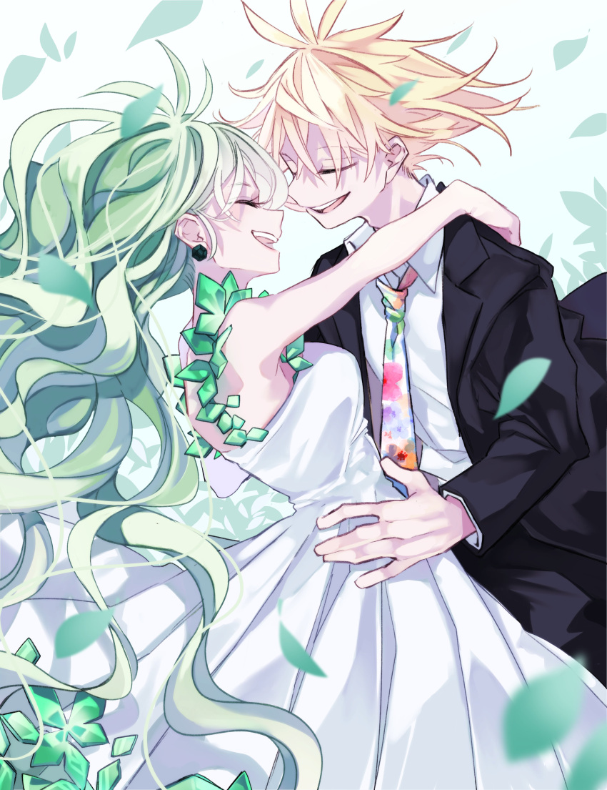 Safebooru - 1boy 1girl absurdres blonde hair brother and sister closed eyes collared shirt ...