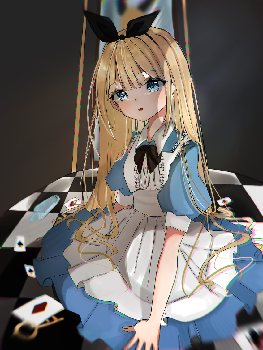 Safebooru - 1girl alice (grimlight) apron bangs black bow black bowtie ...