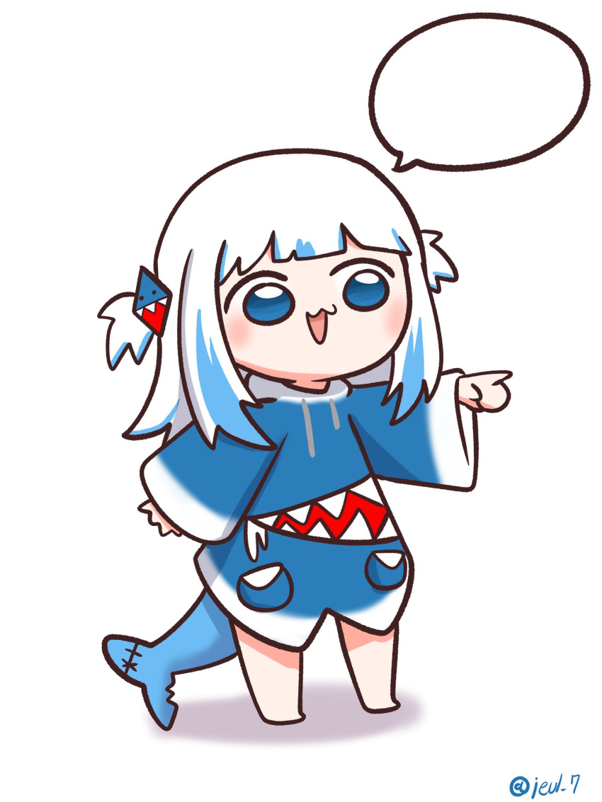 Safebooru - 1girl :3 animal costume artist name bangs barefoot blue eyes blue hair blue hoodie ...