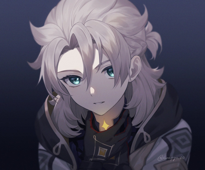 Safebooru - 1boy albedo (genshin impact) aqua eyes bangs blue shirt coat commentary genshin ...