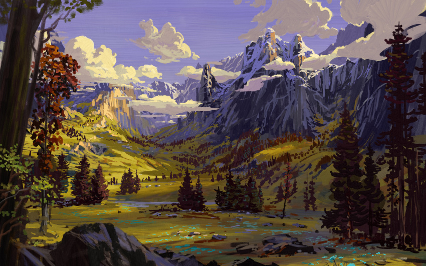 absurdres blue_sky boulder clouds commentary day english_commentary ...