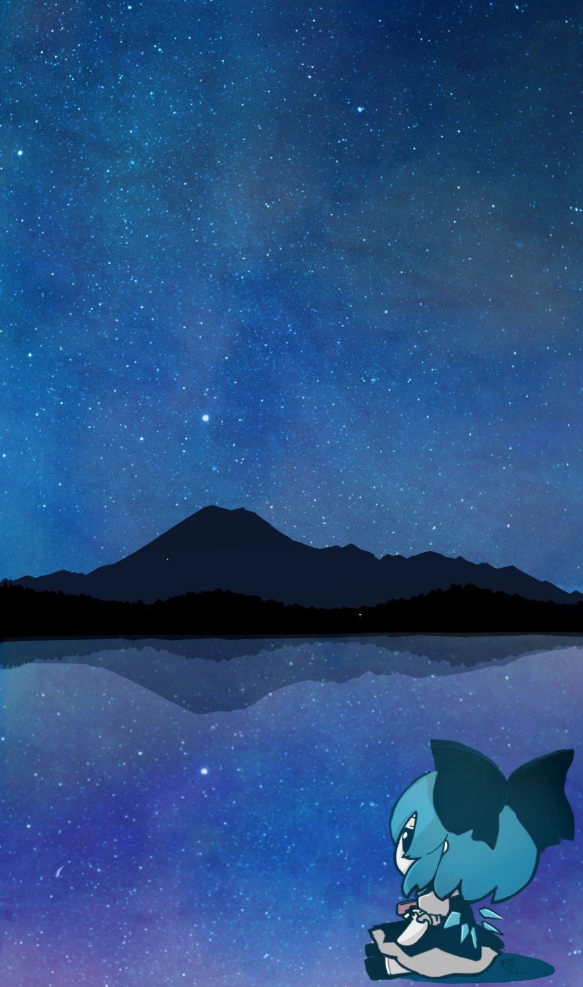 Safebooru - 1girl absurdres blue hair cirno from behind fumo (doll ...