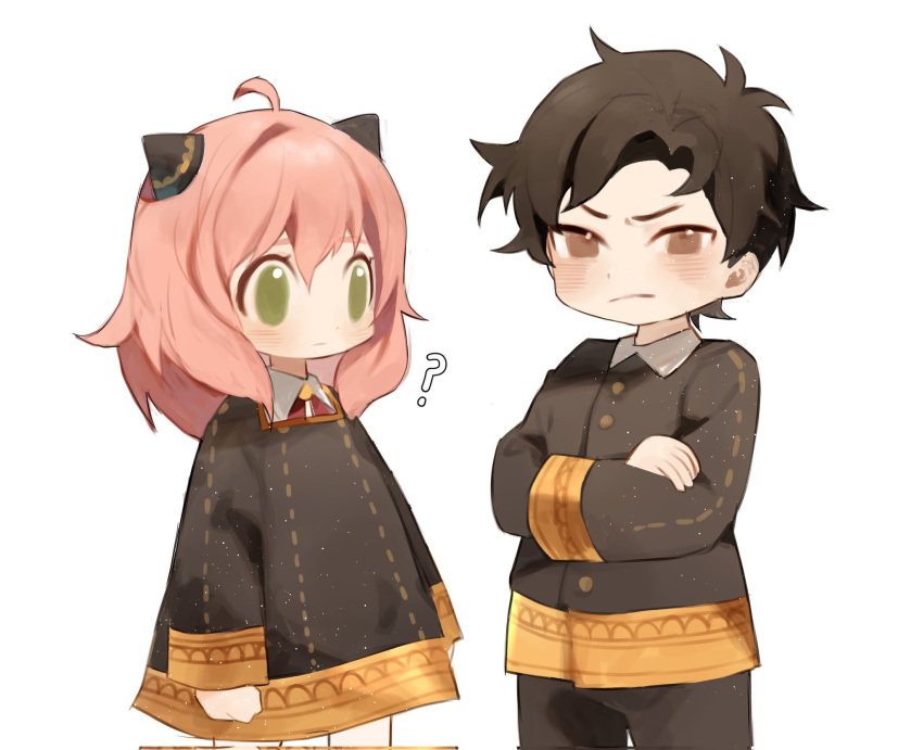Safebooru - 1boy 1girl ? anya (spy x family) bangs black dress black ...