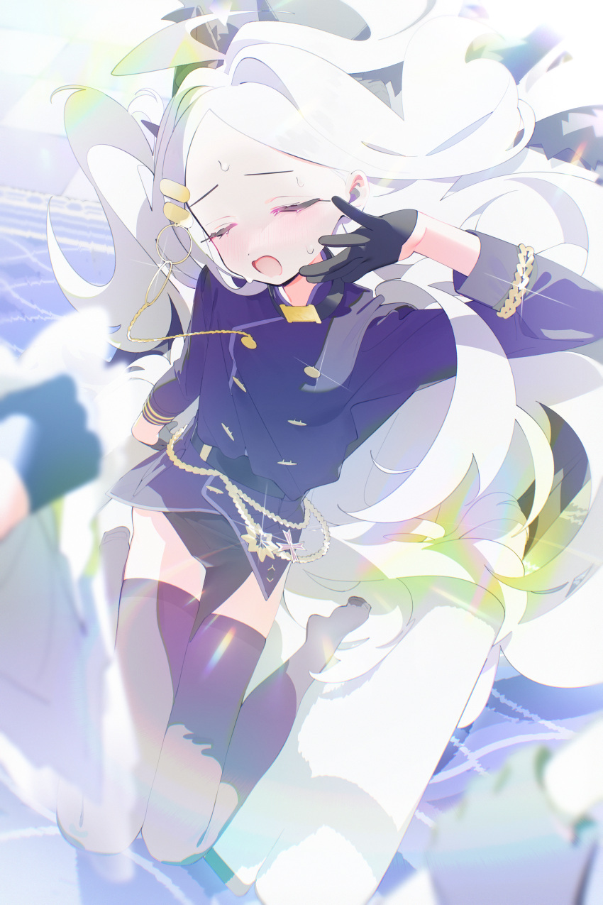 Safebooru - 1girl absurdres ahoge black gloves black halo black skirt ...