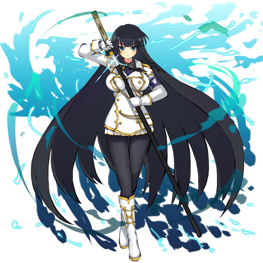 Safebooru - 1girl arm belt black hair black pantyhose black shirt blue ...