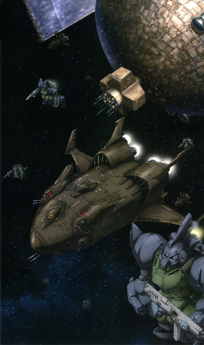 Safebooru - 1990s (style) absurdres army assault rifle beam cannon ...