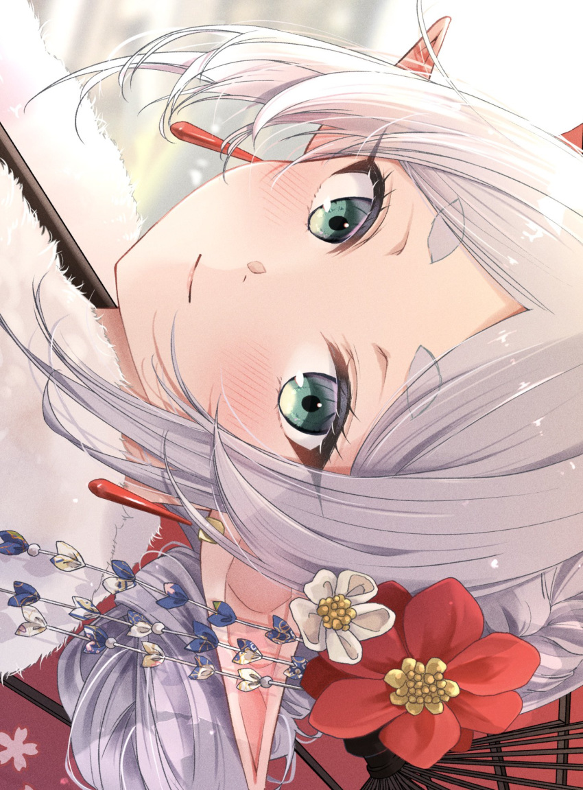 Safebooru - 1girl alternate costume blue eyes blurry blurry background ...