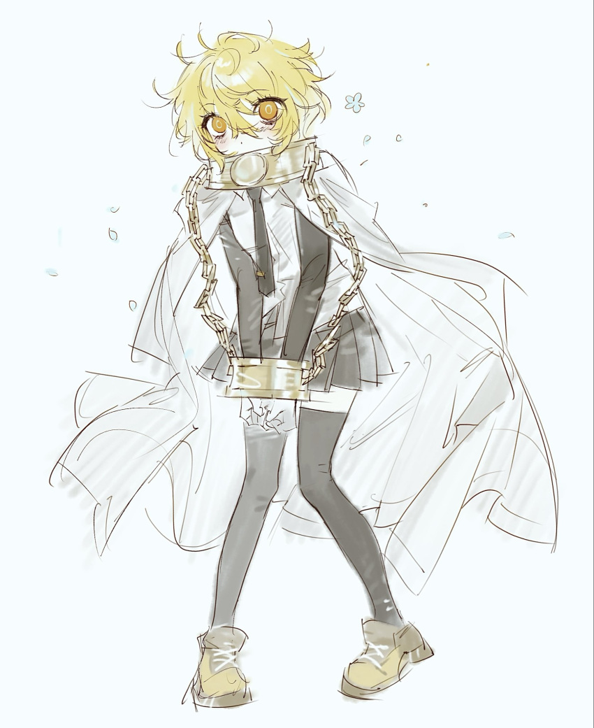 Safebooru - 1girl black skirt blonde hair brown shoes cape chain cuffs ...