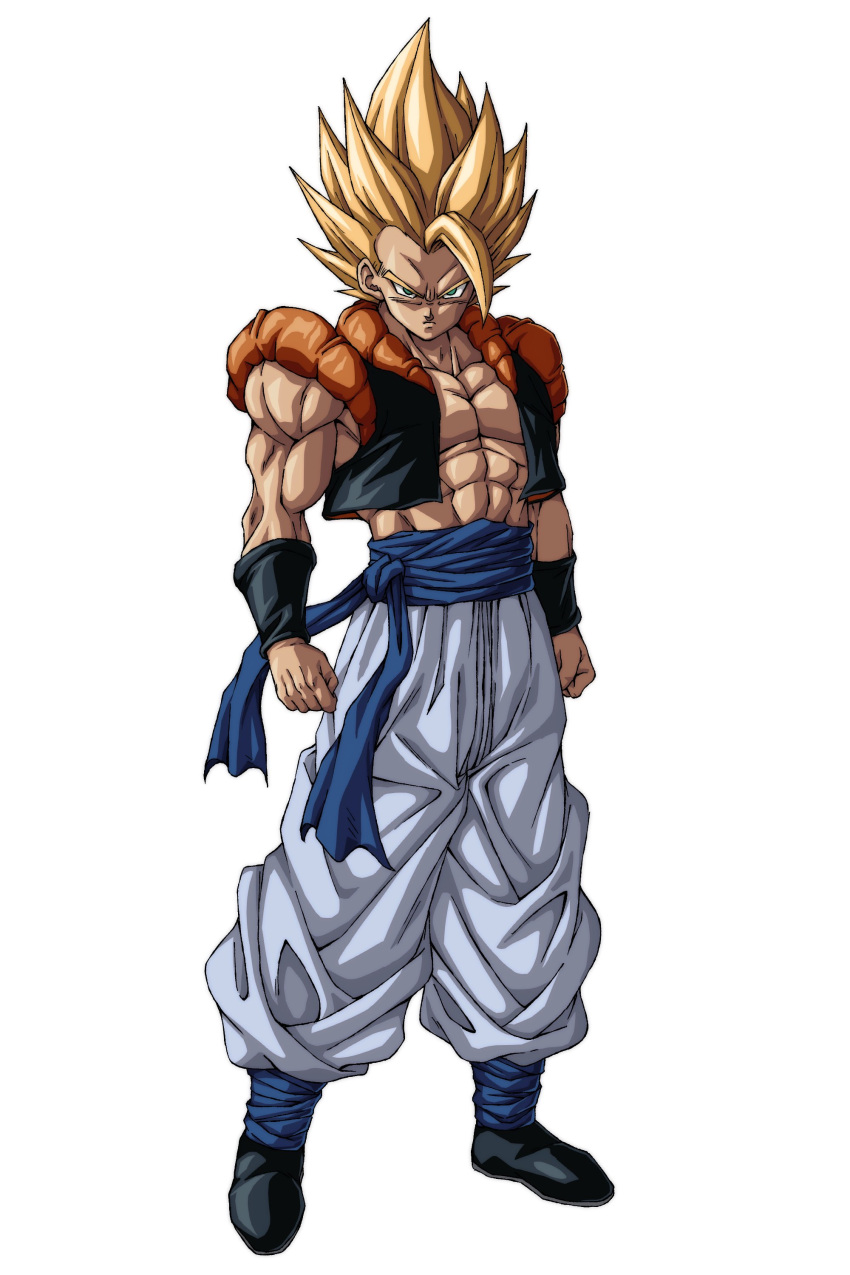 Safebooru - 1boy abs absurdres bare shoulders black vest blonde hair ...