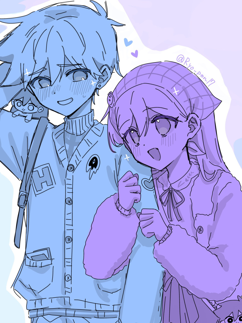 Safebooru - 1boy 1girl antenna hair arm behind head arm up artist name ...