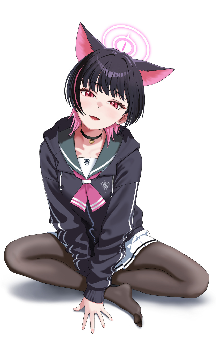 Safebooru - 1girl :d absurdres alternate hairstyle animal ears black ...
