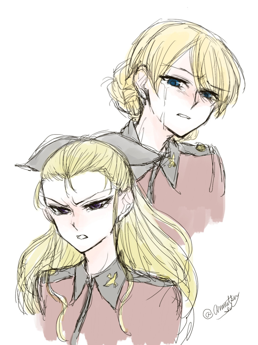 Safebooru - 2girls angry anmitsu sd assam (girls und panzer) black ...