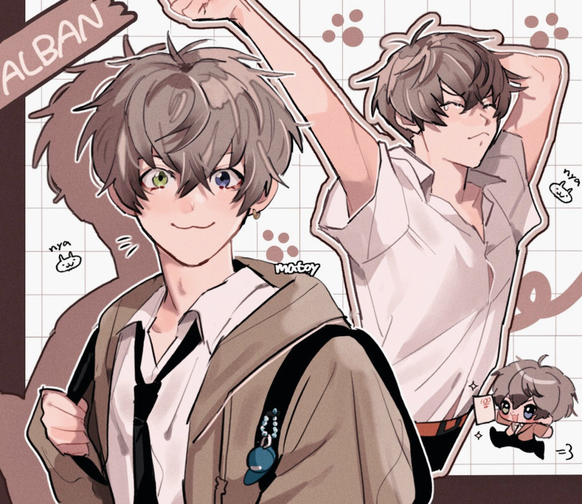 Safebooru - 1boy :3 alban knox artist name backpack bag bangs black ...