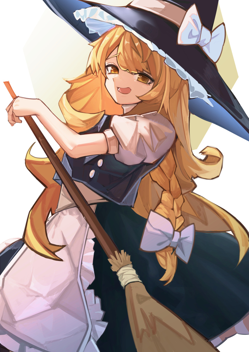 Safebooru - 1girl absurdres apron black headwear black skirt black vest blonde hair bow braid ...