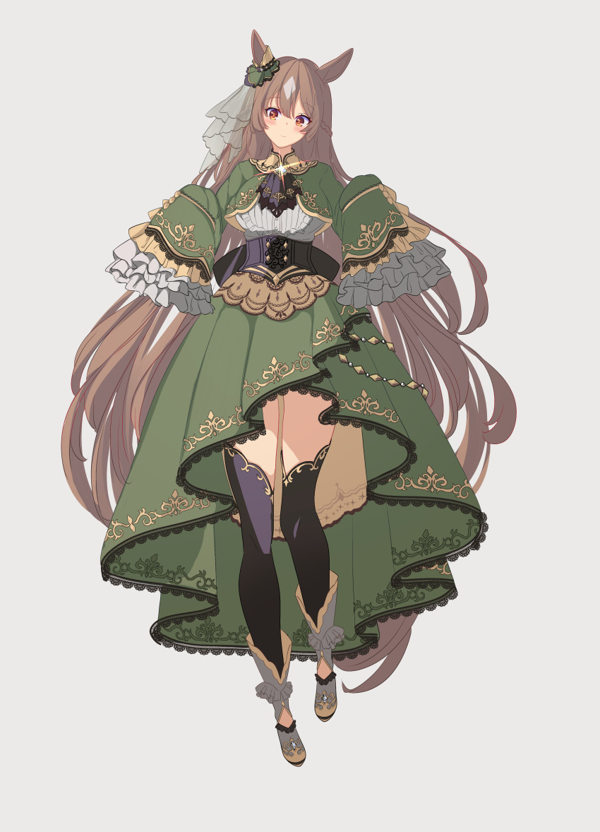 Safebooru - 1girl absurdres amano haruka (sakogamitokuan) animal ears ascot black thighhighs ...