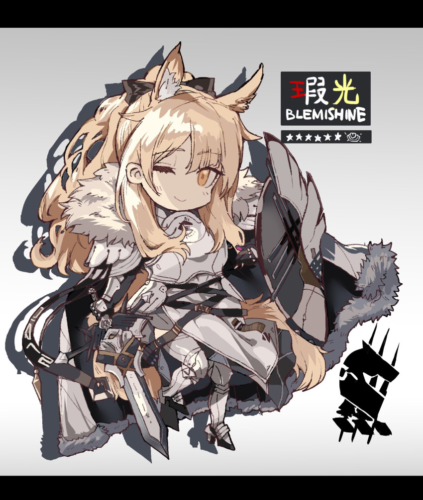 Safebooru - 1girl ;) animal ears arknights armor black bow blemishine (arknights) blonde hair ...