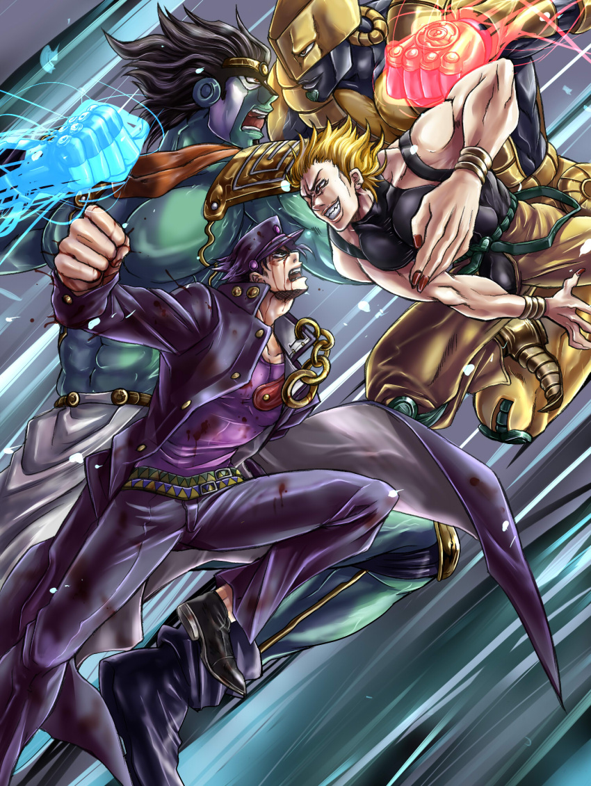 Safebooru - battle blonde hair blood chain chains clenched hand dio ...