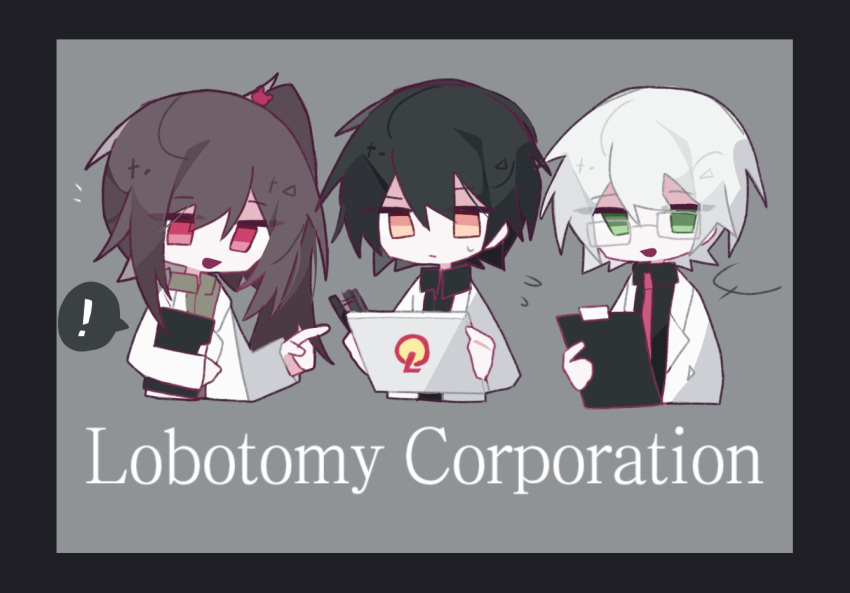 Safebooru - ! 1girl 2boys animal hair ornament ayin (project moon) bear hair ornament benjamin ...