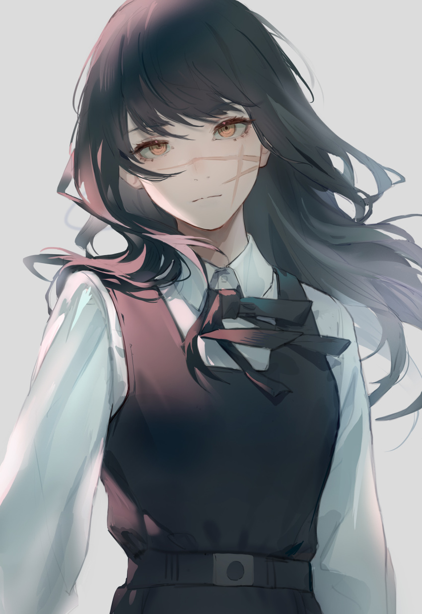 Safebooru - 1girl absurdres arms at sides bangs bilibilida black dress black hair black ribbon ...