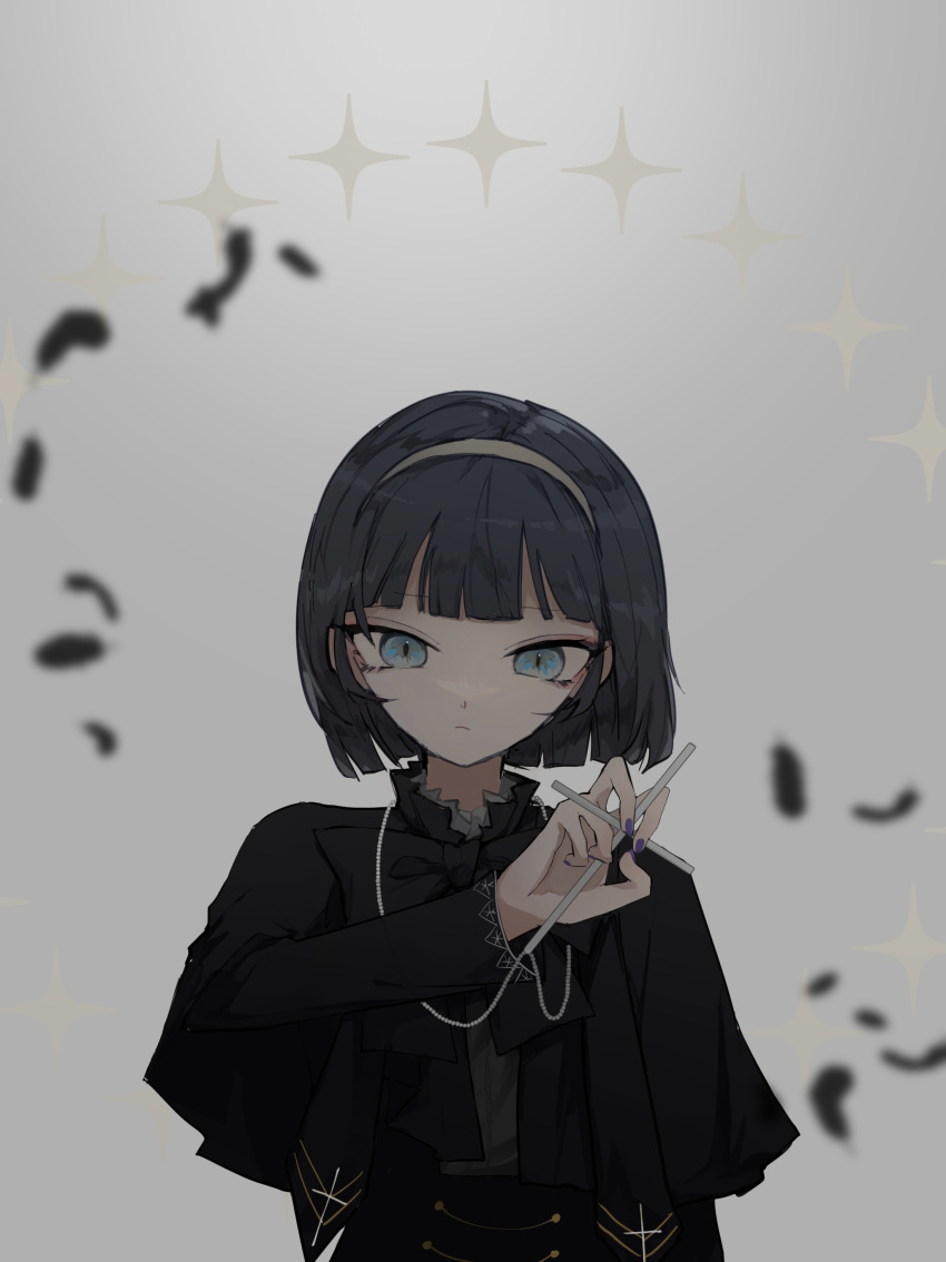 Safebooru - 1girl absurdres black hair blue eyes chokopi cross cross ...