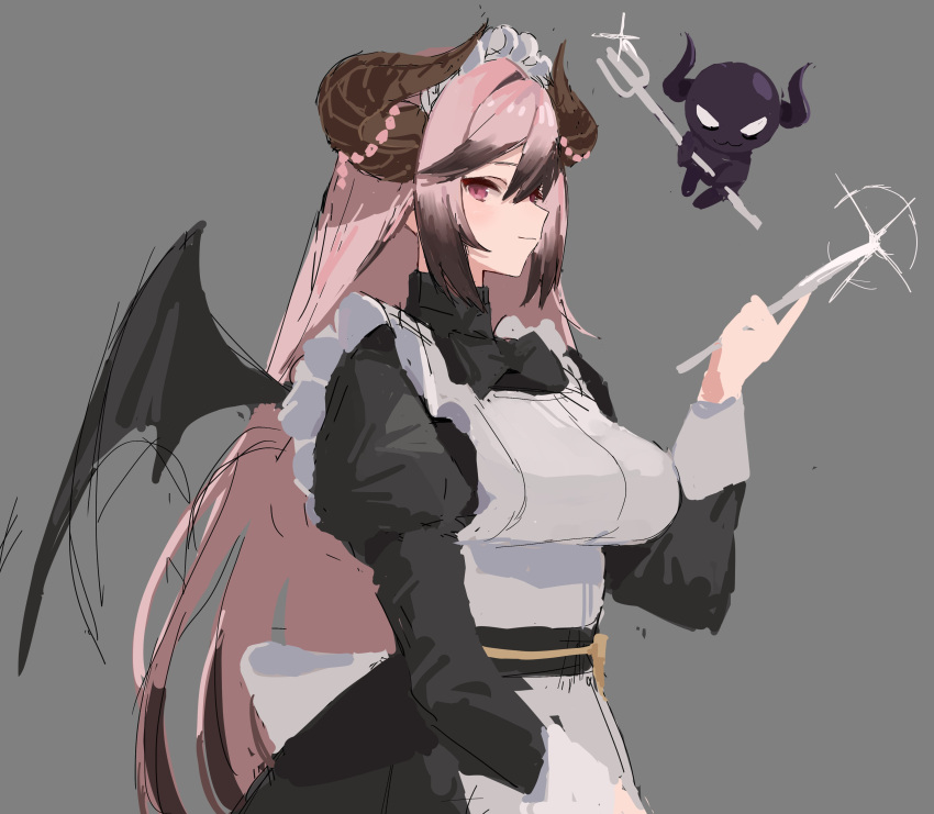 Safebooru - absurdres black bow black hair black wings blush bow brown horns closed mouth demon ...