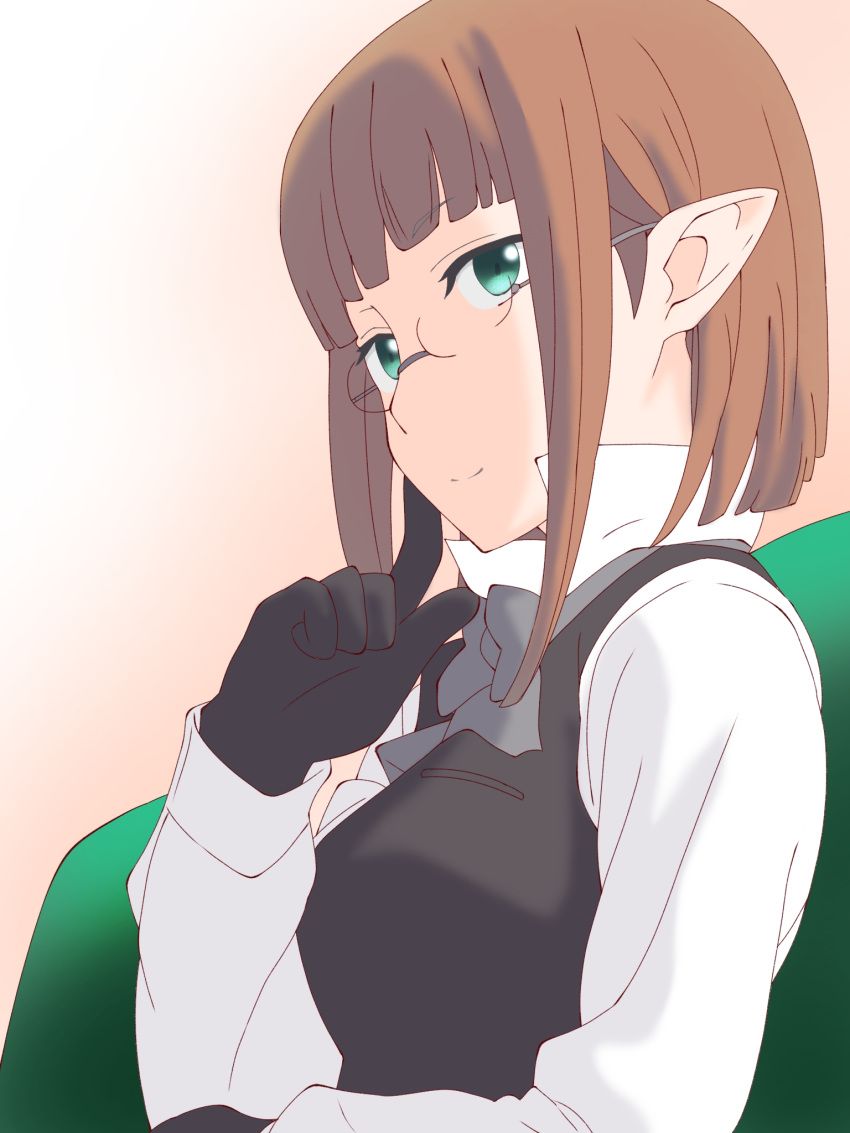 Safebooru - 1girl bangs black gloves black vest brown hair dungeon ni ...