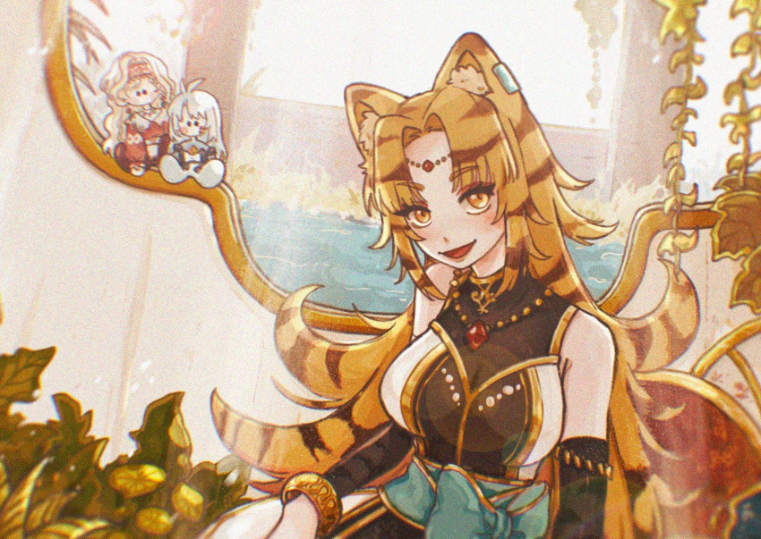 Safebooru - 1girl animal ear fluff animal ears animal print azura cecillia bangs blush bow ...