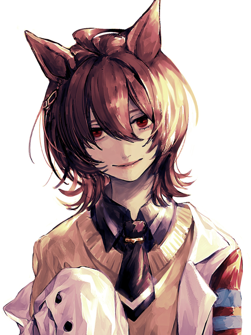 Safebooru - 1girl agnes tachyon (umamusume) ahoge animal ears bangs black necktie black shirt ...