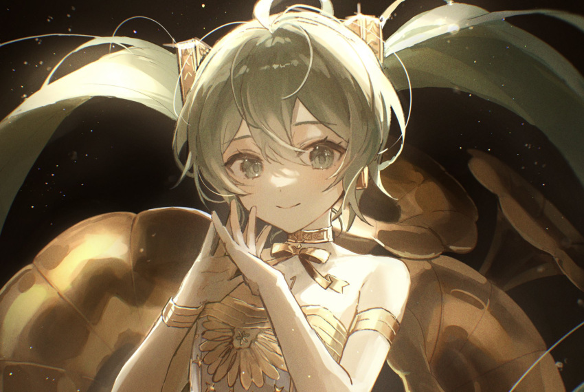 Safebooru - 1girl aqua eyes aqua hair bangs bare shoulders commentary hair between eyes hatsune ...