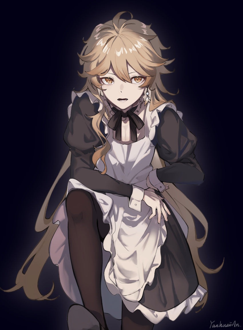 Safebooru - 1boy absurdres aether (genshin impact) alternate costume apron blonde hair ...