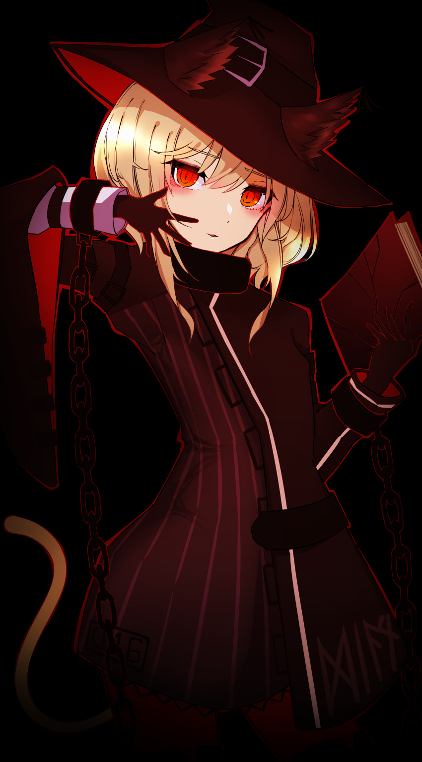 Safebooru - 1girl absurdres arknights bangs black gloves black headwear blonde hair book chain ...