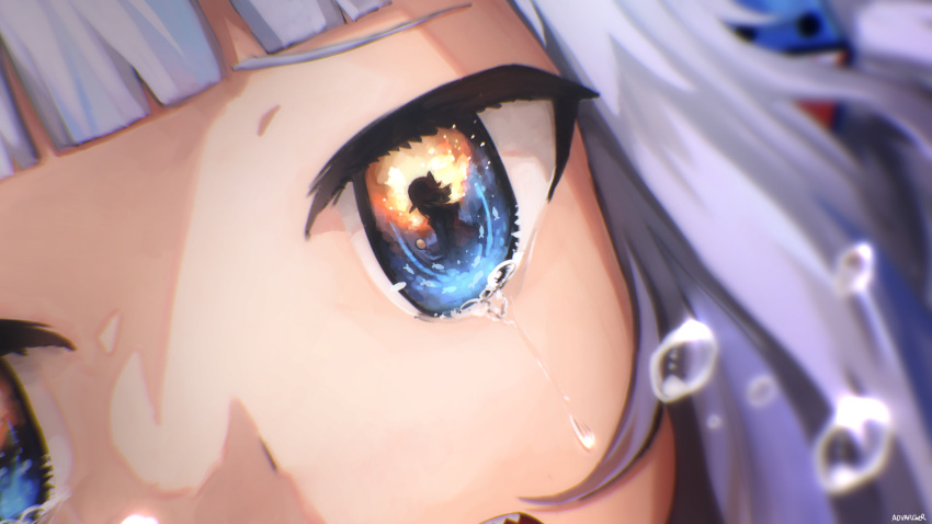 Safebooru - 2girls anonamos blue eyes blue hair close-up commentary cup english commentary eye ...