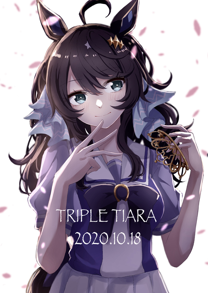 Safebooru - 1girl absurdres ahoge black hair blue eyes blush breasts commentary request daring ...