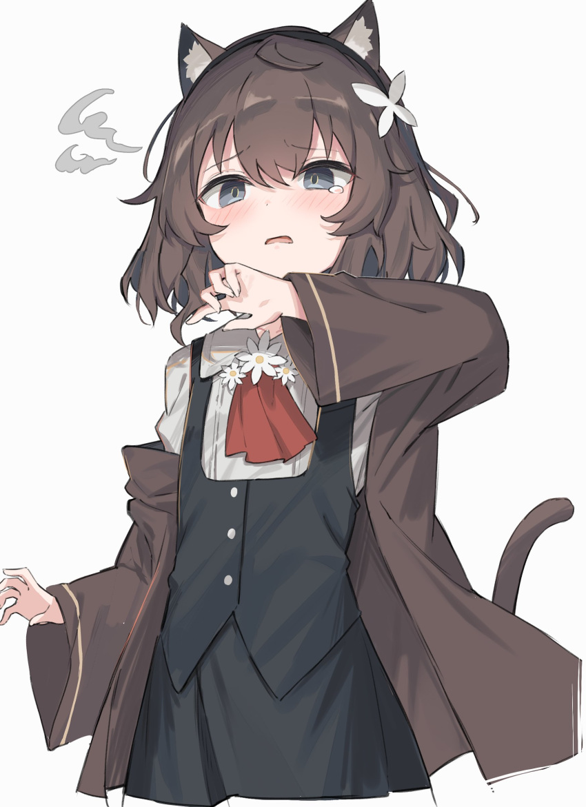 Safebooru - 1girl absurdres animal ears ascot black skirt black vest ...