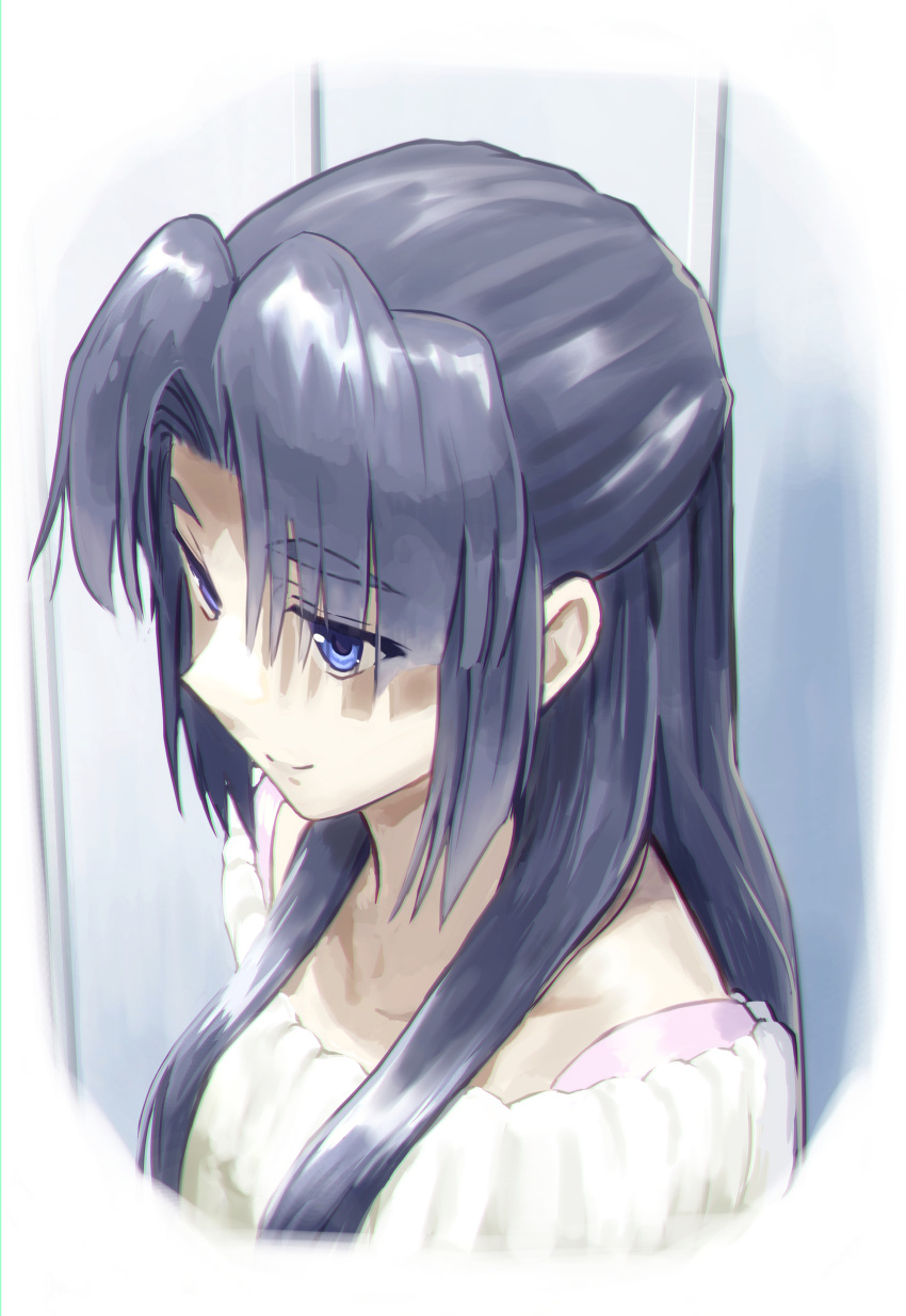 Safebooru - 1girl absurdres asakura ryouko bangs blue eyes blue hair closed mouth collarbone ...