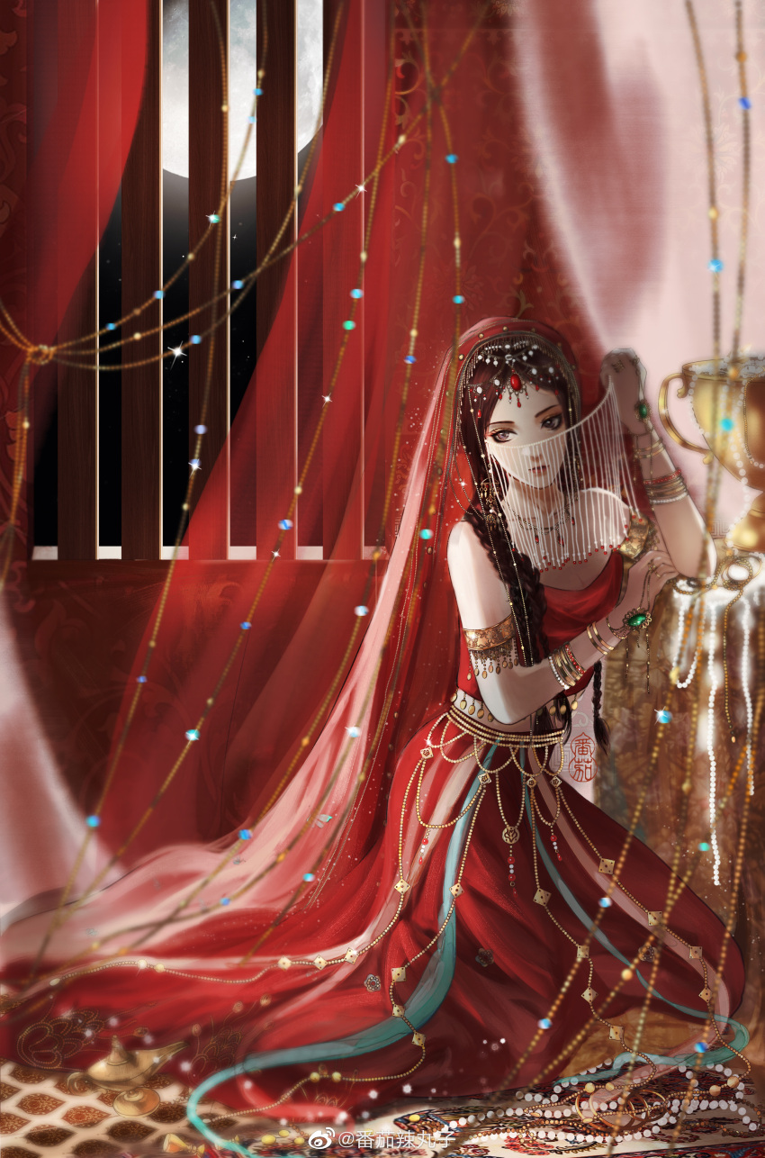 Safebooru - 1girl absurdres armlet black hair chain china dress chinese clothes dress fanqie la ...