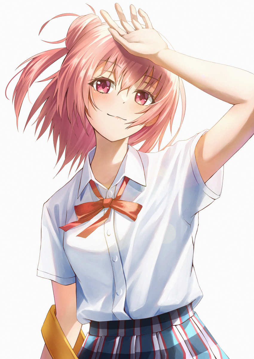 Safebooru - 1girl :3 absurdres alternate eye color arm up bangs chakuma ...