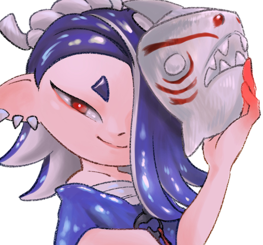 Safebooru - 1girl blue hair bright pupils chest sarashi closed mouth ...
