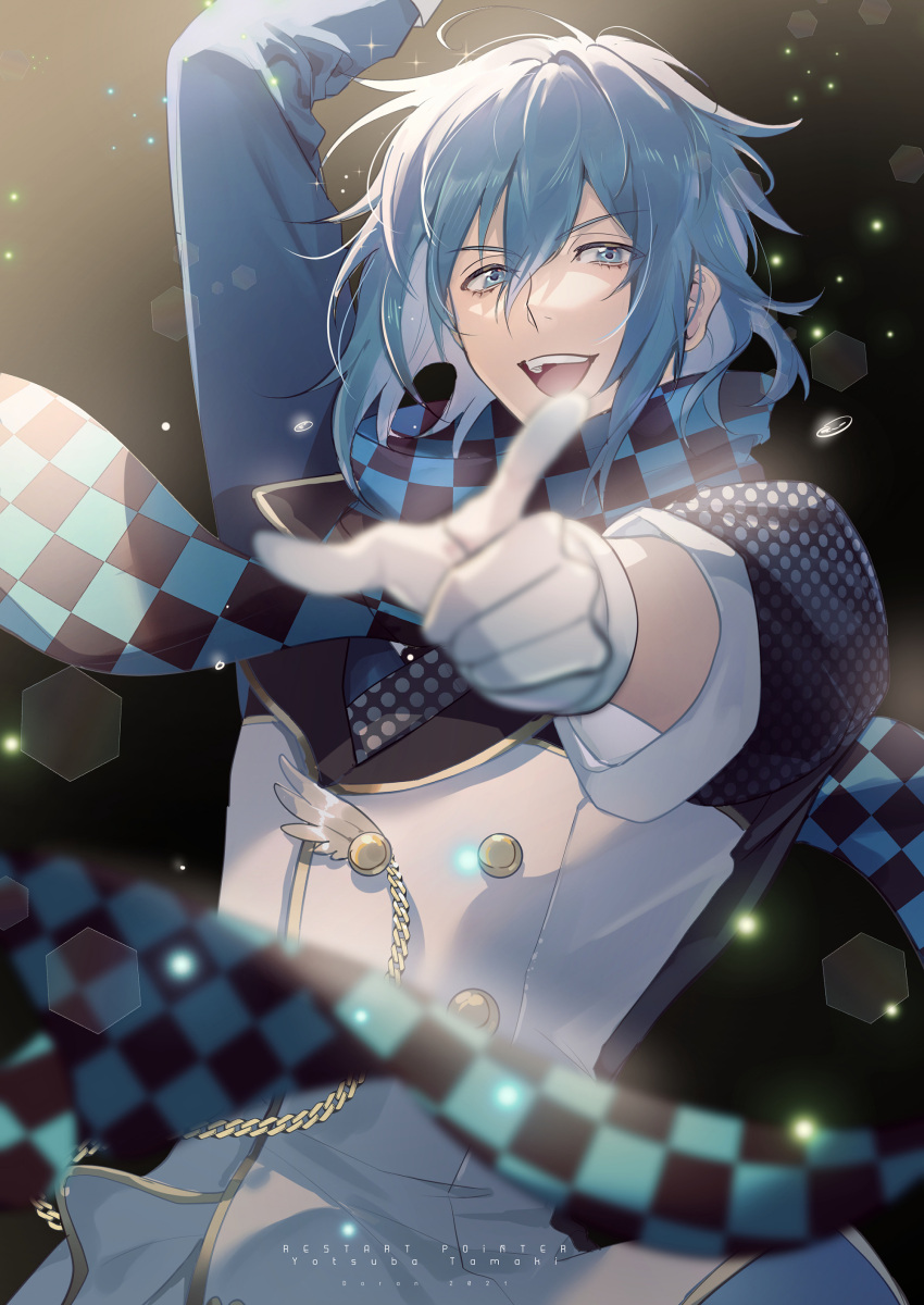 Safebooru - 1boy absurdres bishounen blue eyes blue hair blurry depth of field doran (doran7280 ...
