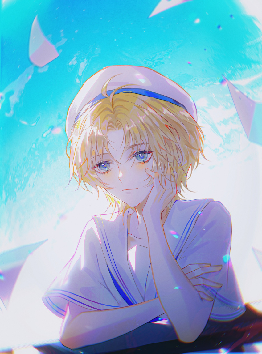 Safebooru - 1boy absurdres bangs bishounen blonde hair blue eyes chromatic aberration for all ...