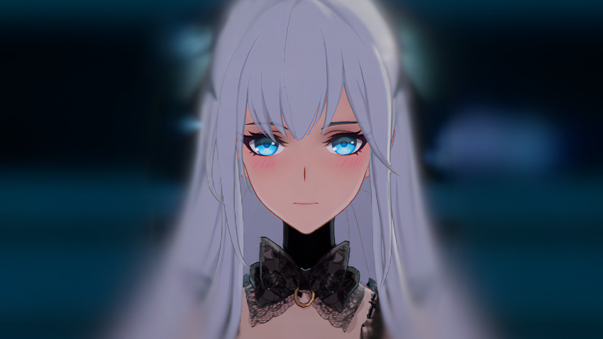 Safebooru - absurdres black bow blue eyes blurry blurry background bow highres meryl (tower of ...