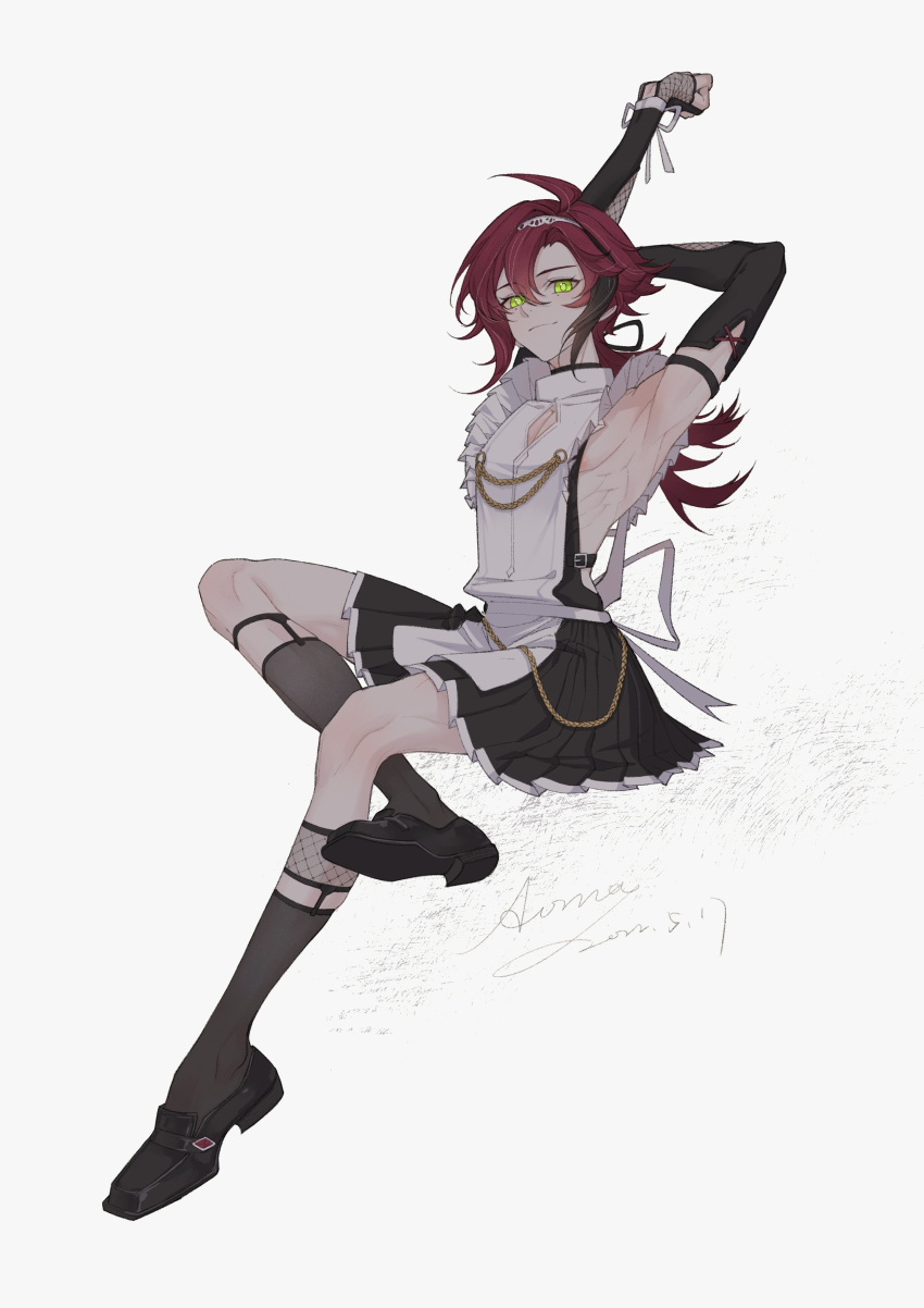 Safebooru - 1boy absurdres ahoge aiguillette alternate costume aomaxuanzexuexi apron arm behind ...