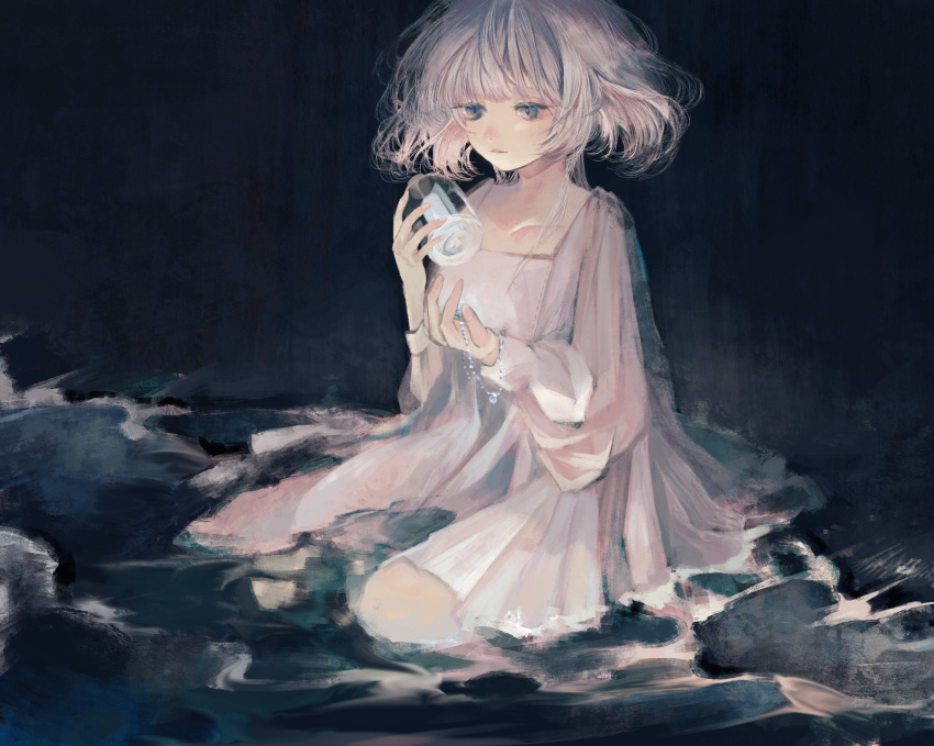 Safebooru - 1girl absurdres bangs beads black background blunt bangs breasts c cand1e closed ...