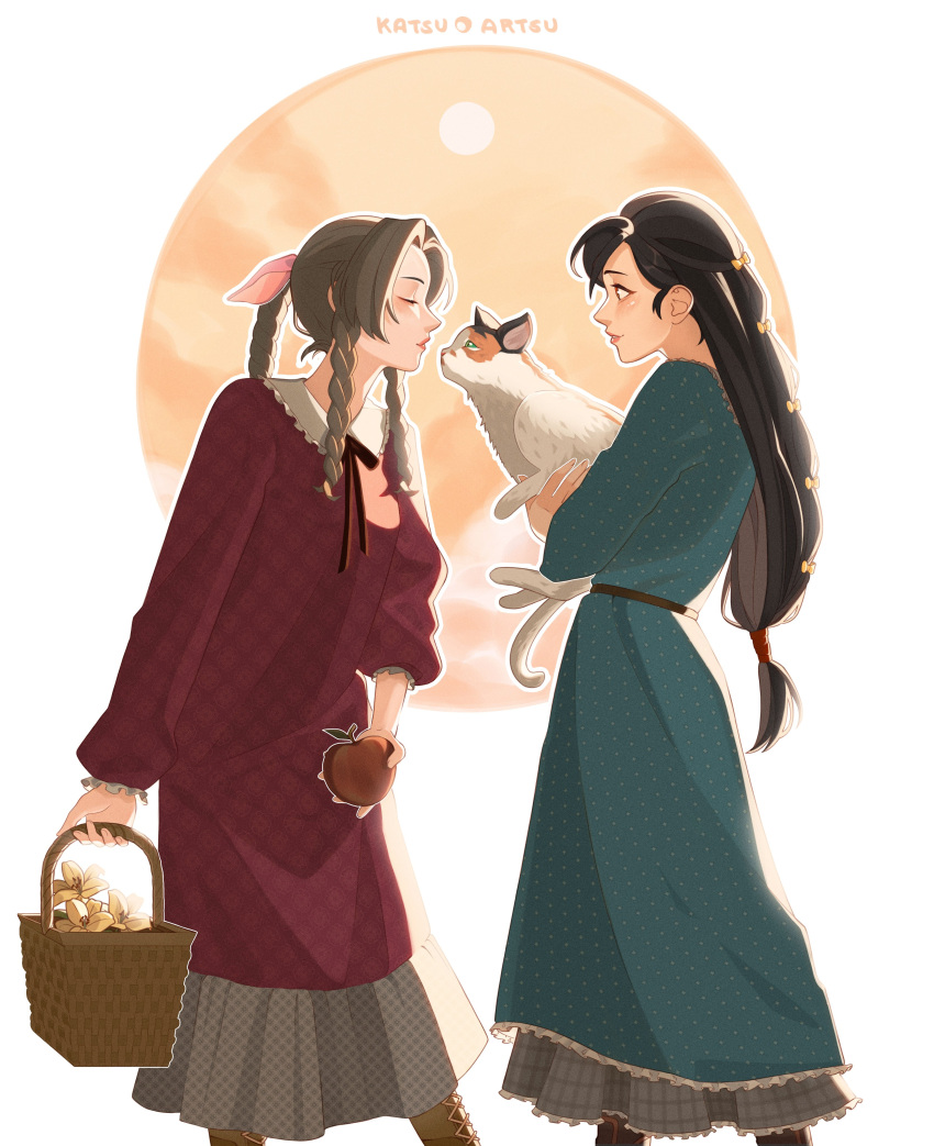 Safebooru - 2girls absurdres aerith gainsborough alternate costume animal artist name bangs ...