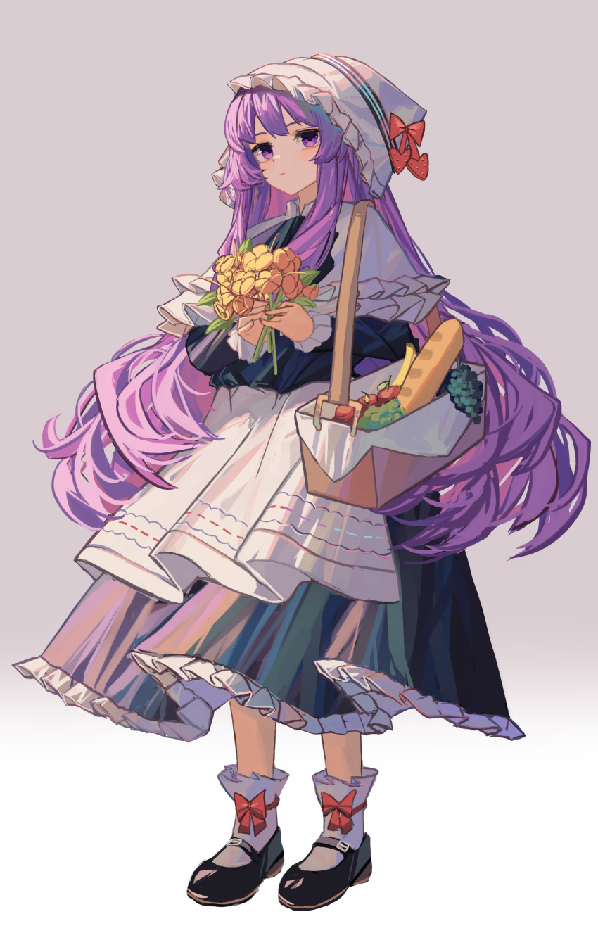 Safebooru - 1girl absurdres alternate costume apple apron baguette bangs basket black dress ...