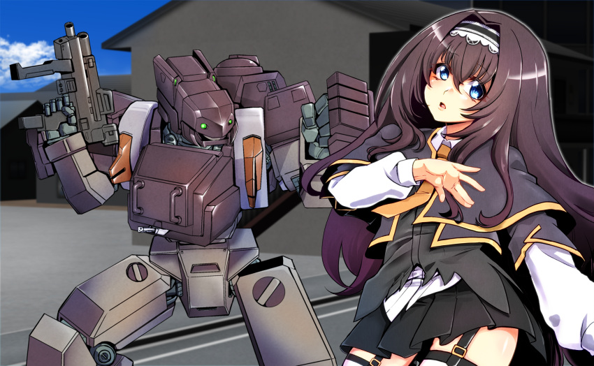 Safebooru - 1girl black hairband black jacket black skirt black vest ...