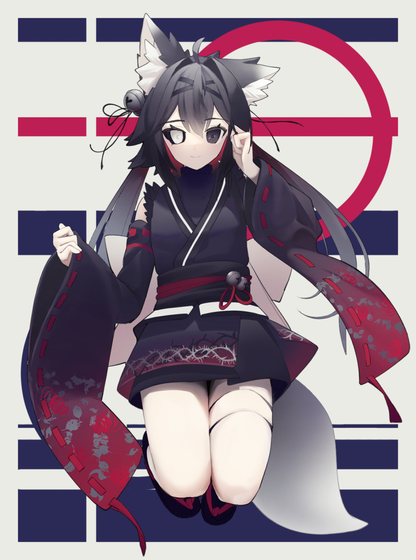 Safebooru - 1girl ahoge animal ear fluff animal ears bare shoulders bell black eyes black sclera ...
