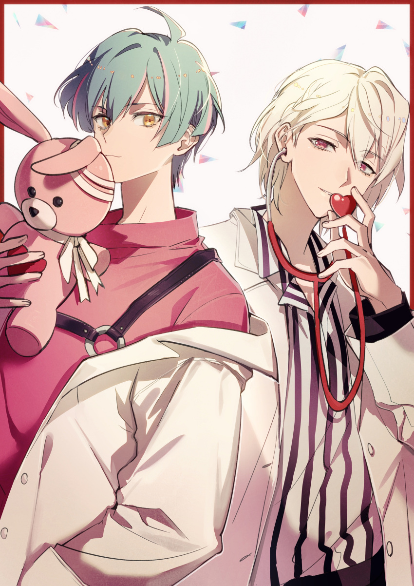 Safebooru - 2boys absurdres ahoge bishounen blonde hair bow collared shirt doran (doran7280 ...