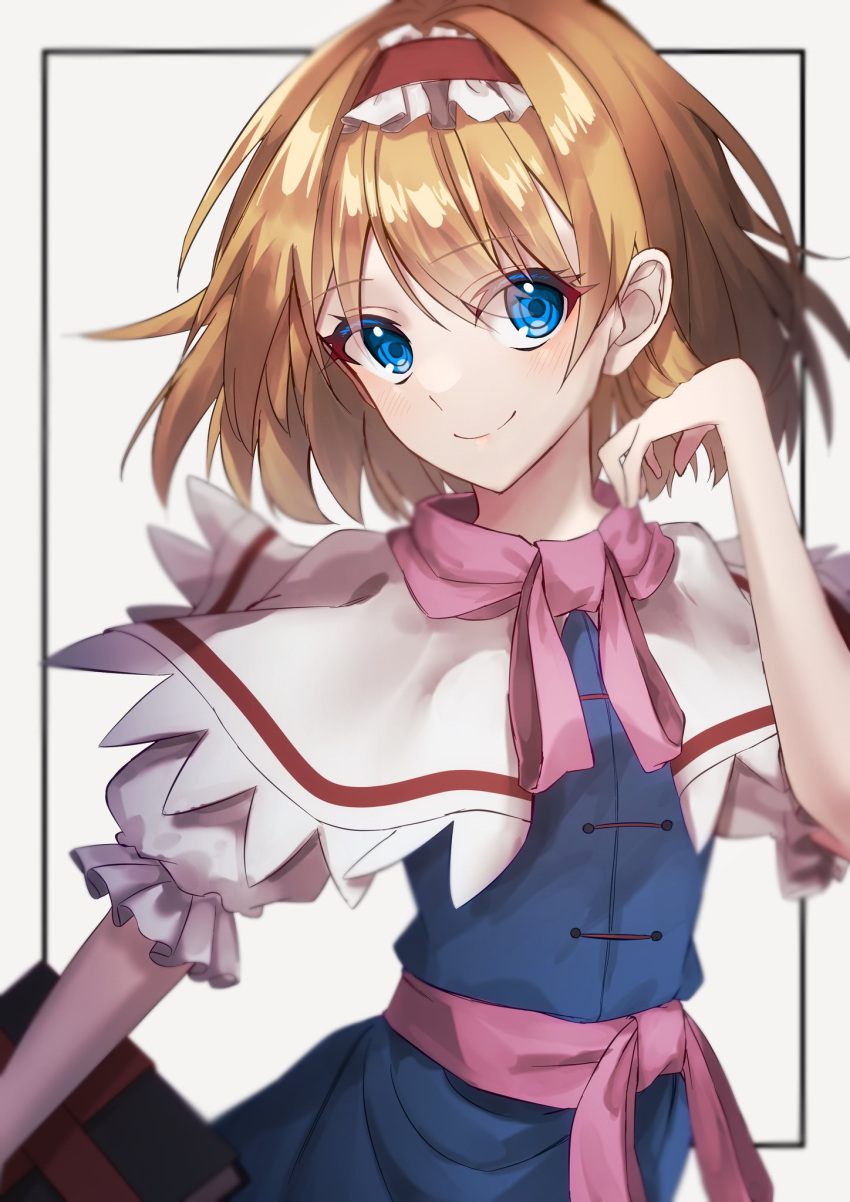Safebooru - 1girl alice margatroid bangs blonde hair blue dress blue eyes book capelet closed ...