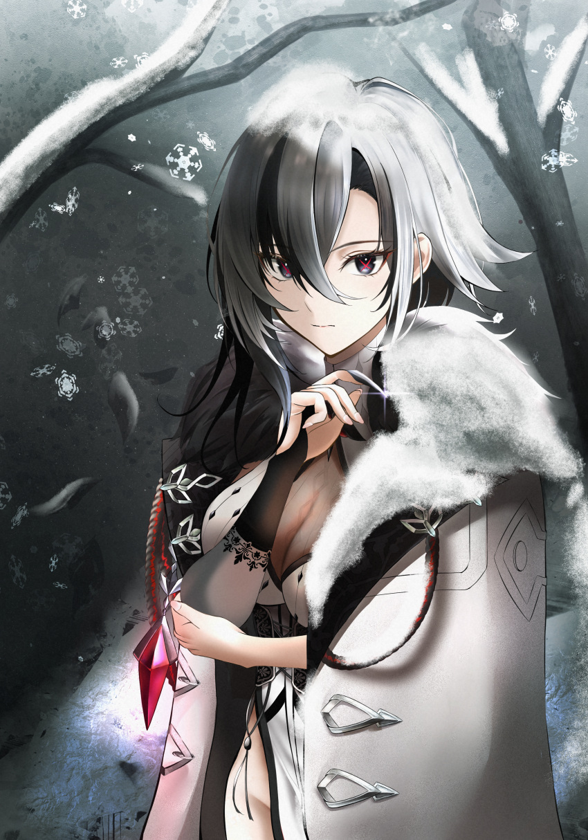 Safebooru - 1girl absurdres arlecchino (genshin impact) bangs black eyes black hair breasts coat ...